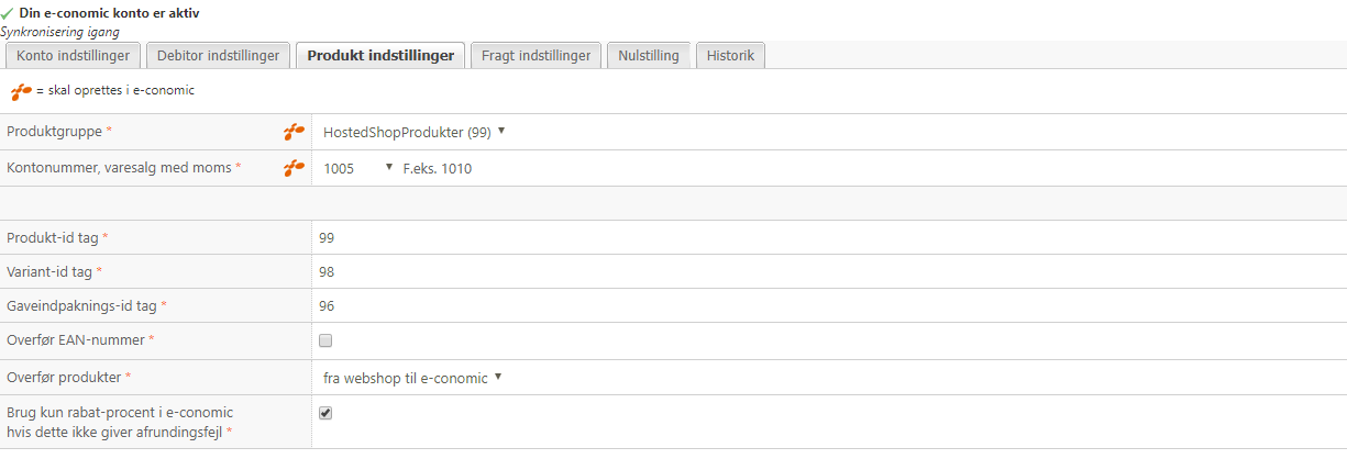 Generel opsætning - HostedShop