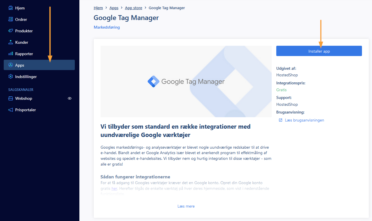 Google Tag Manager - HostedShop